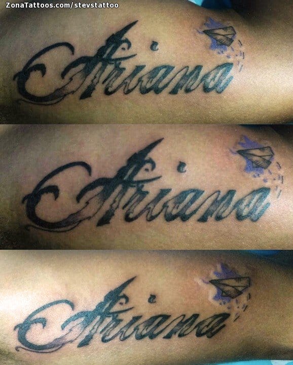 Tatuaje de Ariana, Nombres, Letras