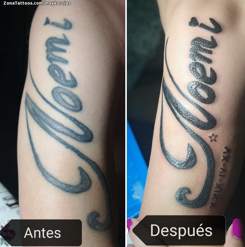 Tattoo of Noemí, Names, Letters