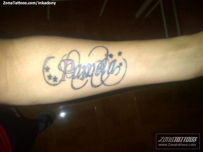 Tatuaje de Pamela, Nombres, Letras