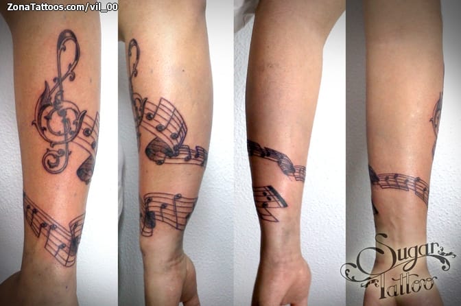 Tattoo of Forearm, Musical notes, Scores