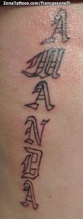 Tatuaje de Amanda, Nombres, Letras