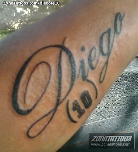 Tatuaje de Diego, Nombres, Letras